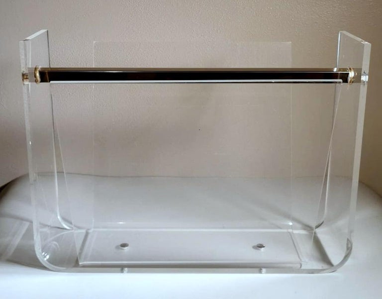 Space Age Style Italian Clear Plexiglass Magazine Rack For Sale at 1stDibs
