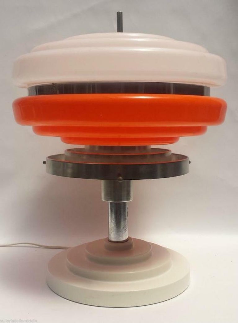 Space Age Table Lamp in Aluminium and Plexiglass, 1970s For Sale at 1stDibs