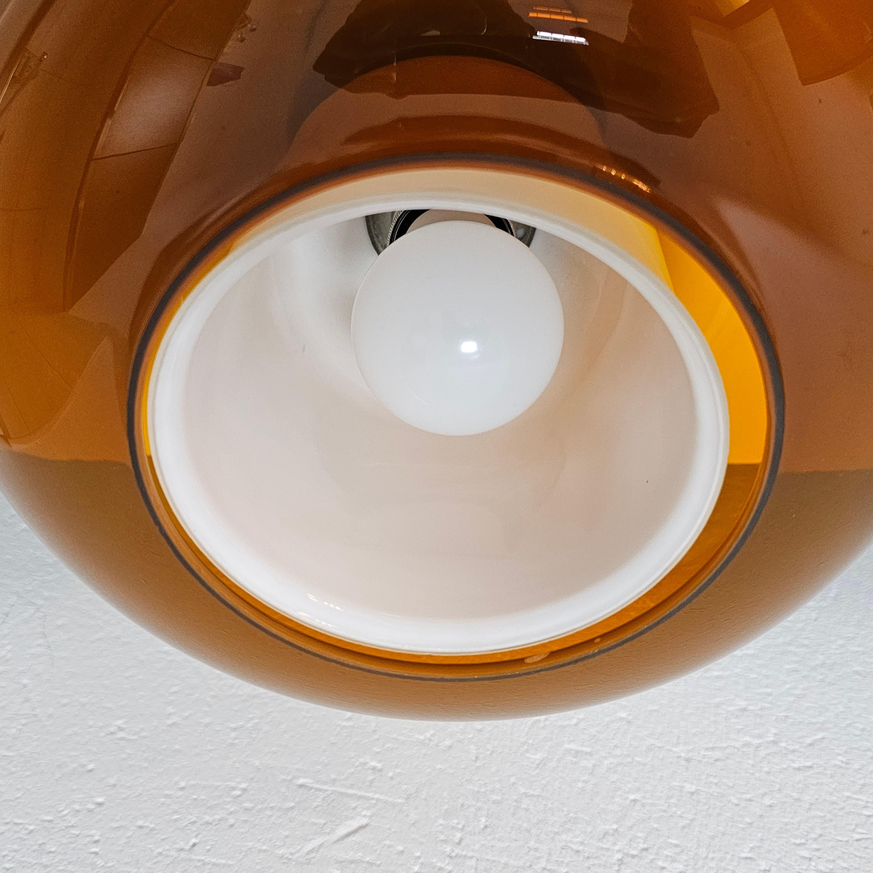 Space Age Table Lamp in Orange Glass on bright orange metal base, Italy ...