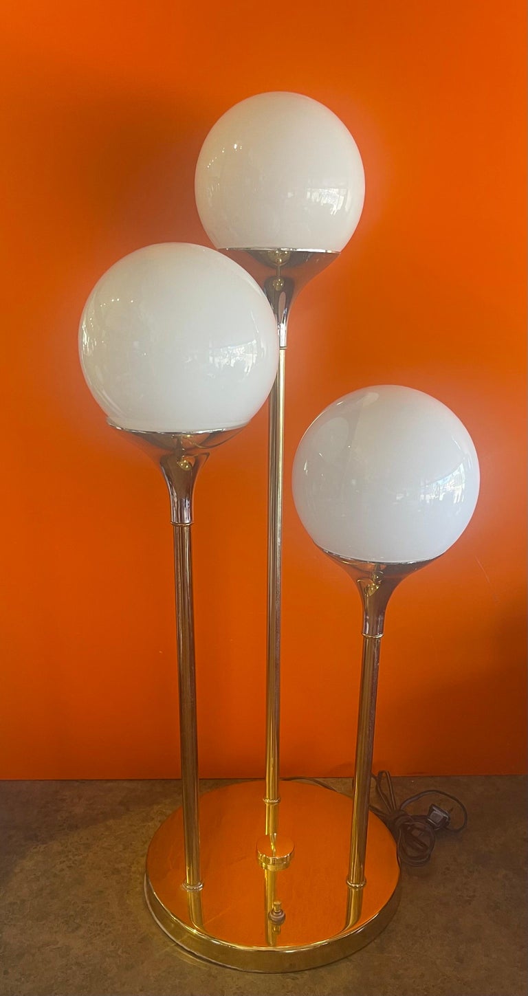 Space Age Triple Globe Table Lamp in Brass For Sale at 1stDibs