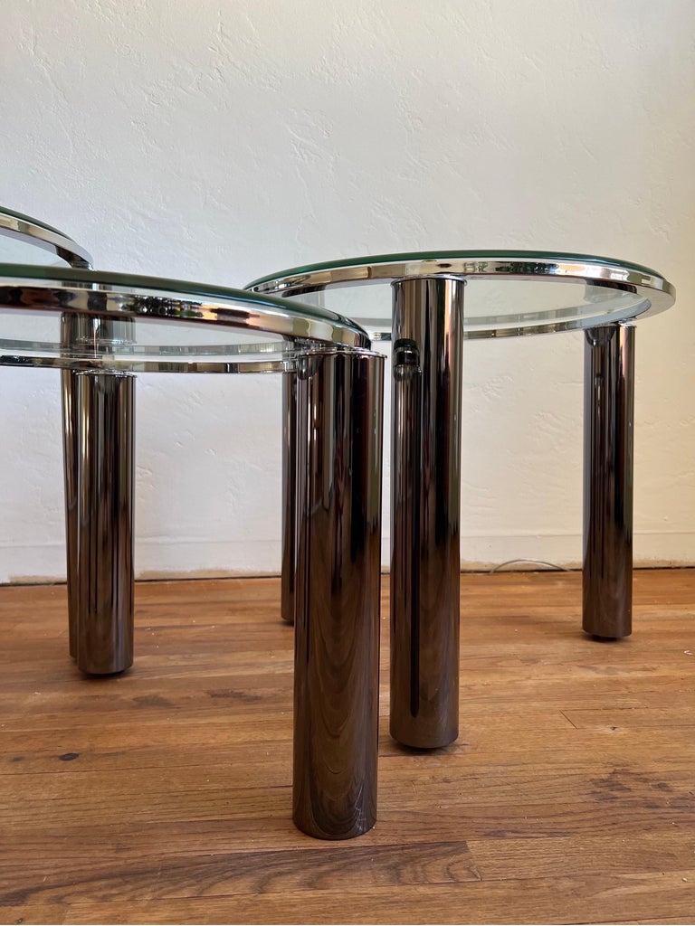 Space-Age Tubular Chrome Swivel Nesting Tables, Set of 3 For Sale at ...