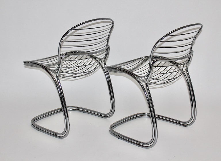 Space Age Vintage Chairs Chromed Steel Gastone Rinaldi for Rima, Italy ...