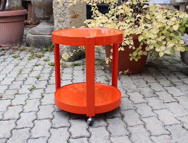 Space Age Vintage Red Orange Plastic Bar Cart, 1970s, Germany For Sale ...