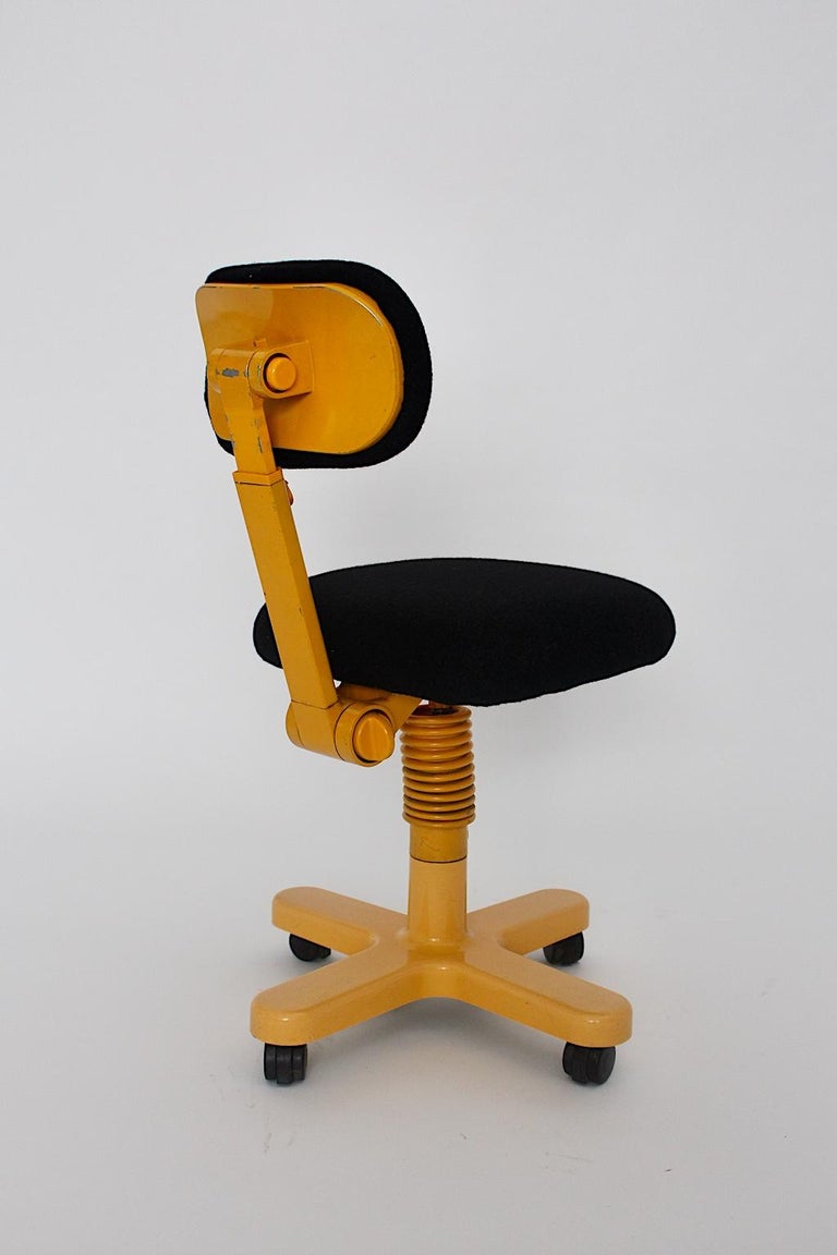 Space Age Vintage Yellow Black Synthesis Desk Chair Ettore Sottsass for ...
