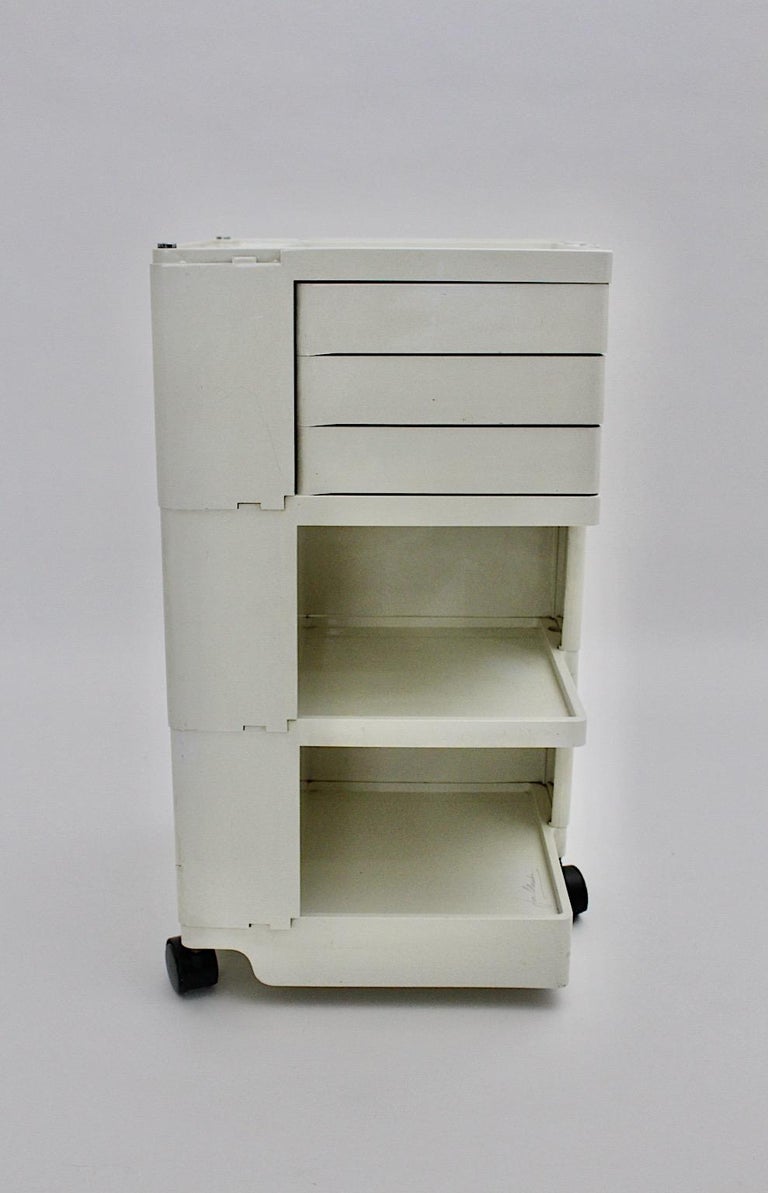 Space Age White Plastic Vintage Storage Trolley Container Joe Colombo ...