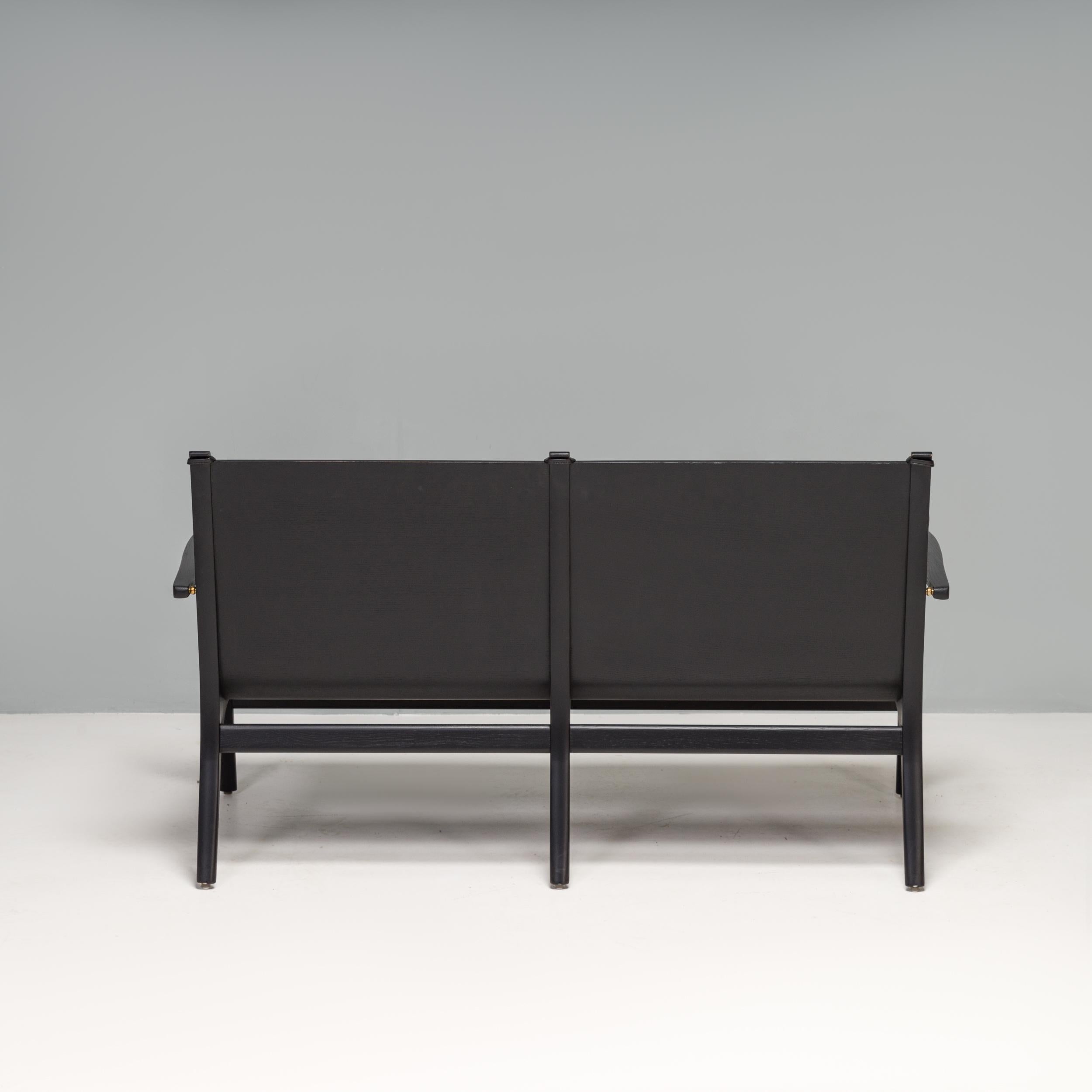 Space Copenhagen for Stellar Works Rén Black Leather and Oak 2 Seater ...