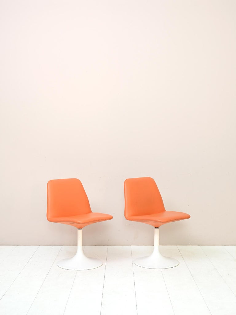 'Spaceage' style swivel chairs orange color, 1970s For Sale at 1stDibs