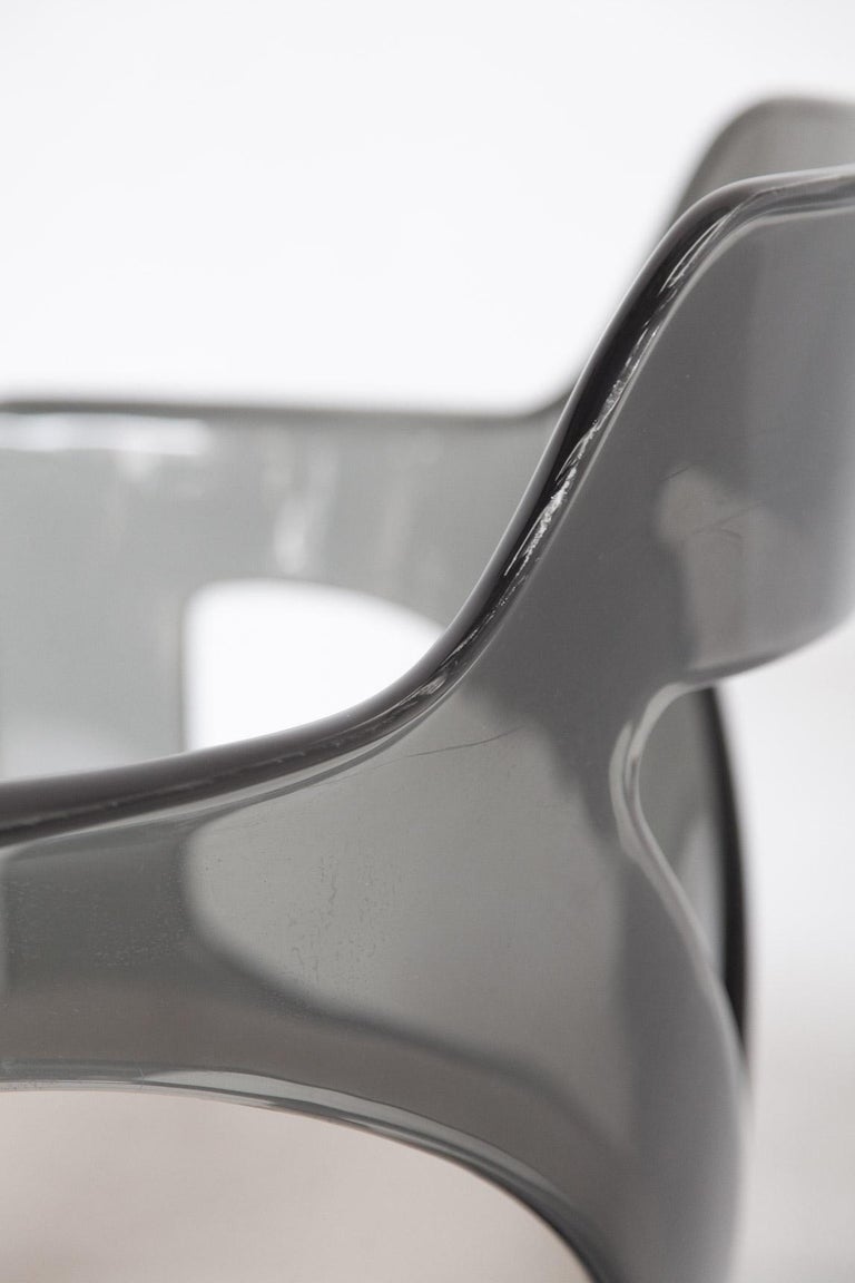 Spage Age Smoked Plexi Glass Swivel Desk Chair, 1960s For Sale at 1stDibs