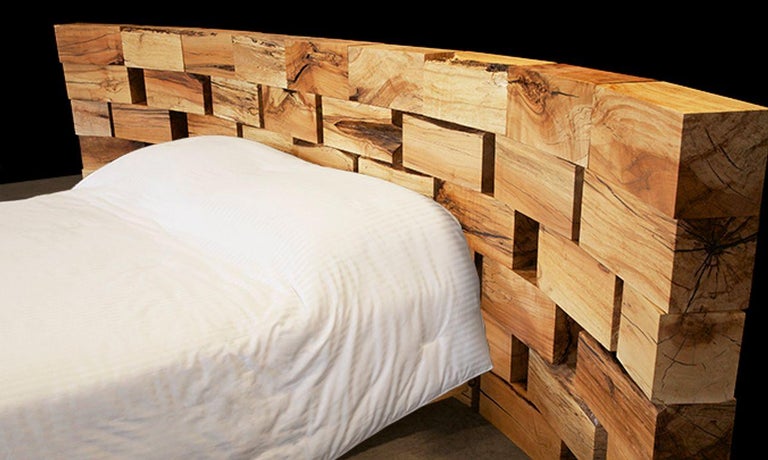 Modern Spalted Maple Block Headboard For Sale at 1stDibs