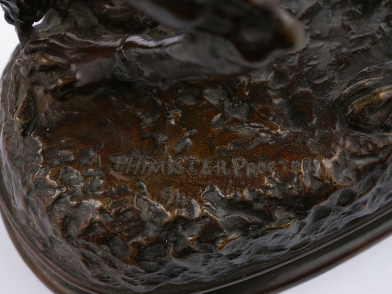 “Spaniel with his Catch” American Western Bronze Sculpture by Alexander ...