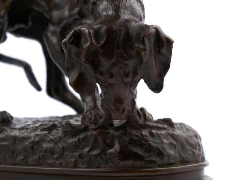 “Spaniel with his Catch” American Western Bronze Sculpture by Alexander ...