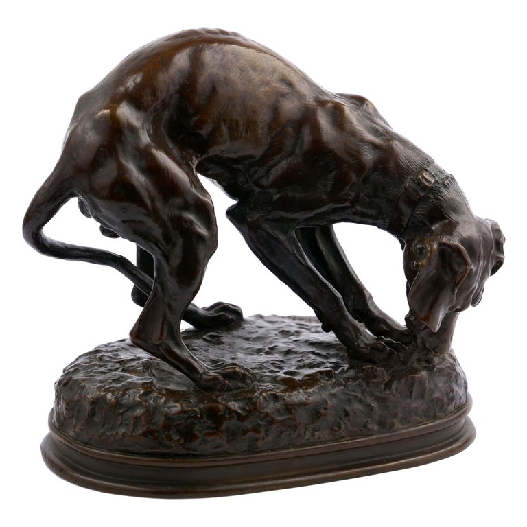 “Spaniel with his Catch” American Western Bronze Sculpture by Alexander ...