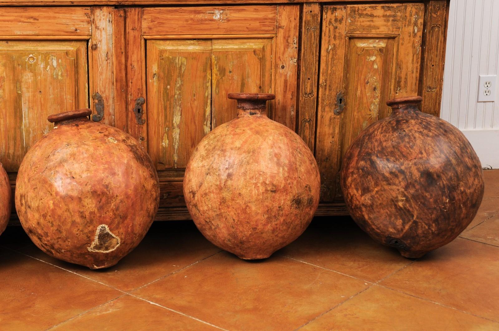 Spanish 1830s Rustic Wine or Olive Oil Jugs with Distressed Patina ...