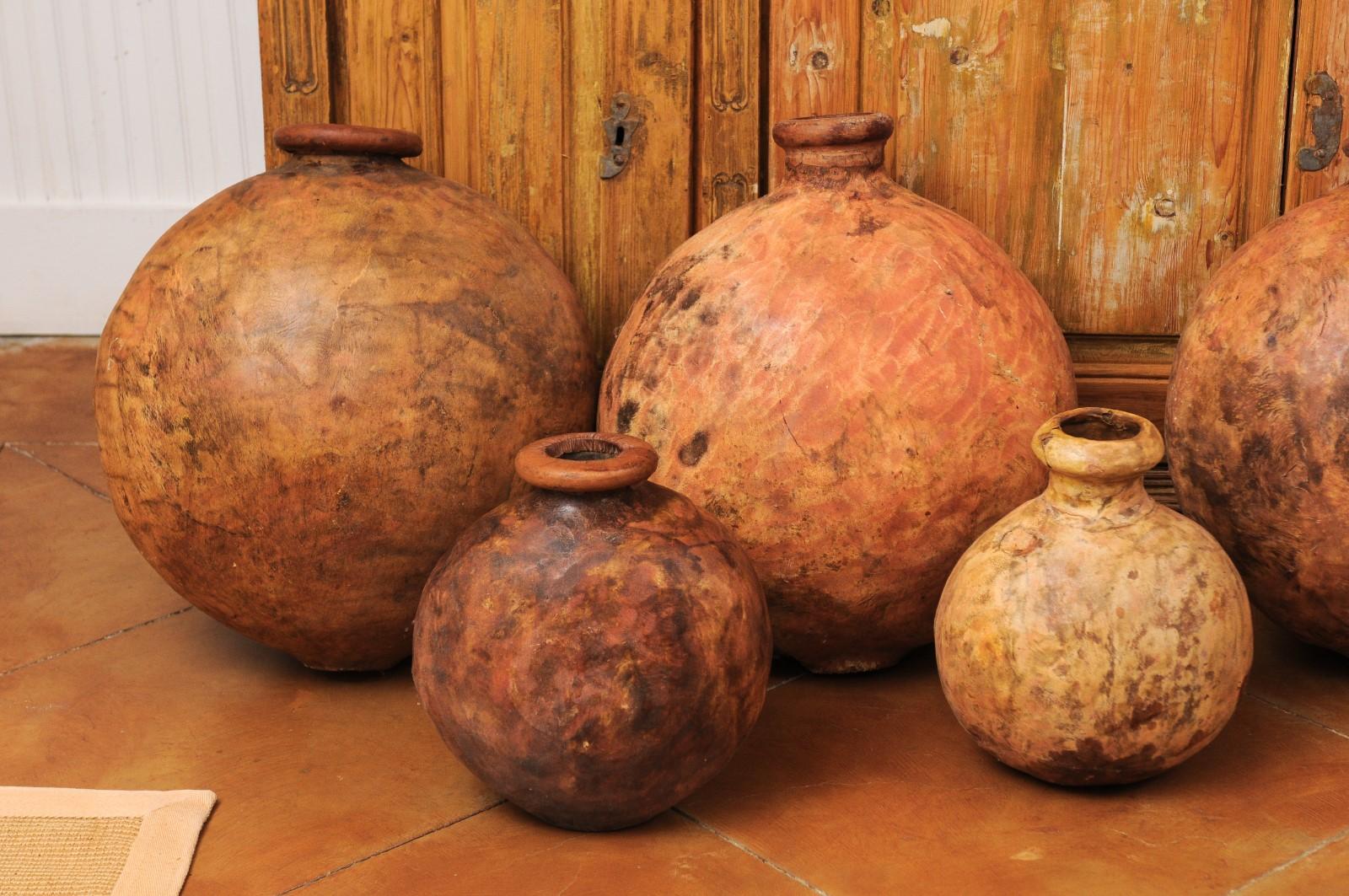 Spanish 1830s Rustic Wine or Olive Oil Jugs with Distressed Patina ...