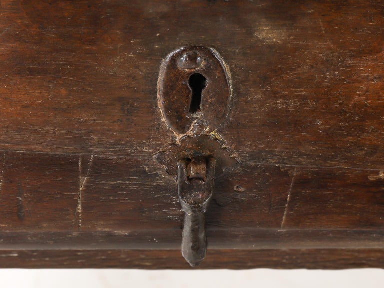Spanish 18th Century Dark Walnut Single Drawer Table For Sale at 1stDibs