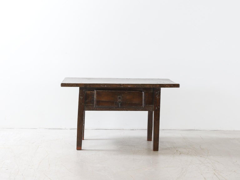Spanish 18th Century Dark Walnut Single Drawer Table For Sale at 1stDibs