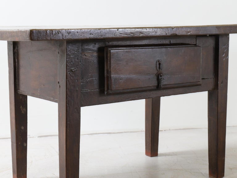 Spanish 18th Century Dark Walnut Single Drawer Table For Sale at 1stDibs