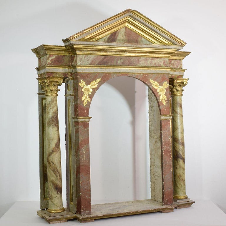 Spanish 18th Century Neoclassical Carved Wooden Altar Shrine at 1stDibs