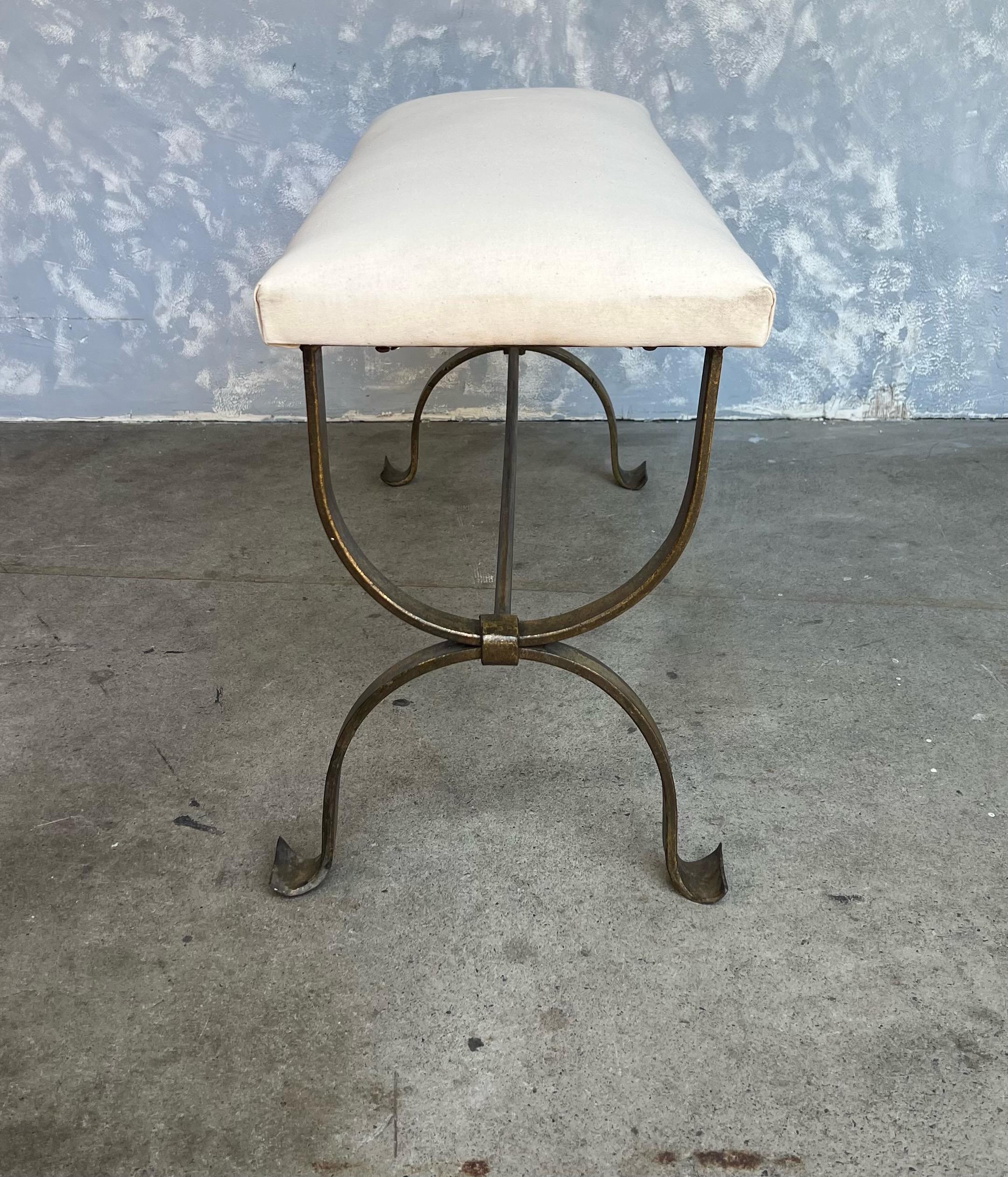 Spanish 1950’s Gilt Iron Bench For Sale at 1stDibs