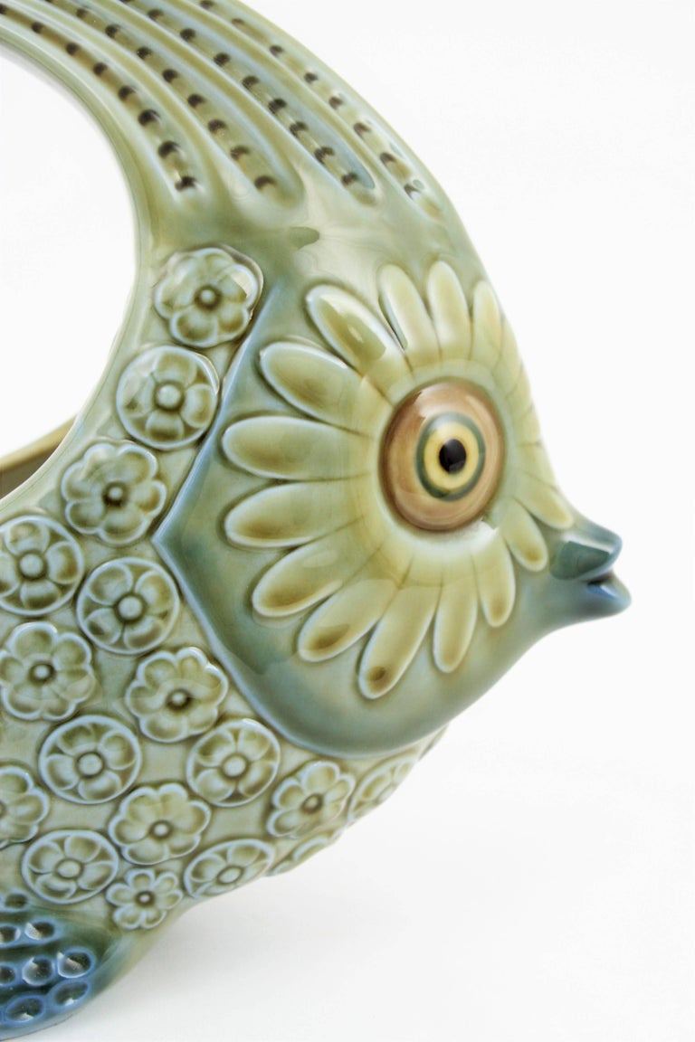 Spanish 1970s Lladró Green and Blue Porcelain Fish Figure Centrepiece ...