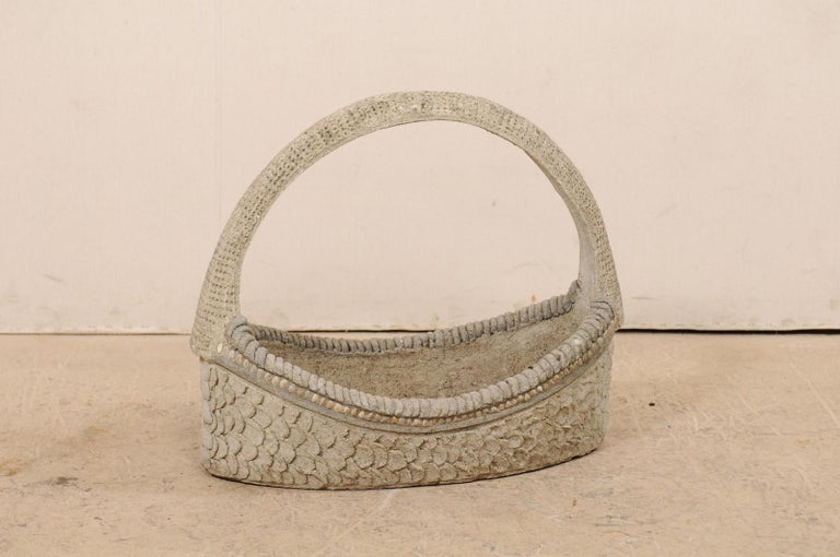Spanish 19th Century Cast-Stone Garden Basket at 1stDibs