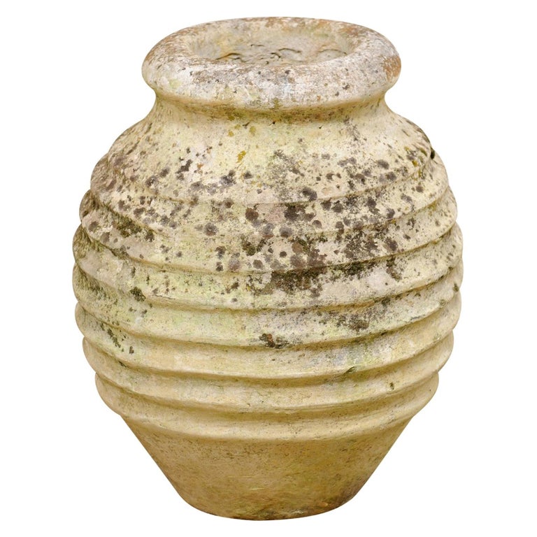 Spanish 19th Century Cast-Stone Jar with Nicely Ribbed Texture For Sale ...