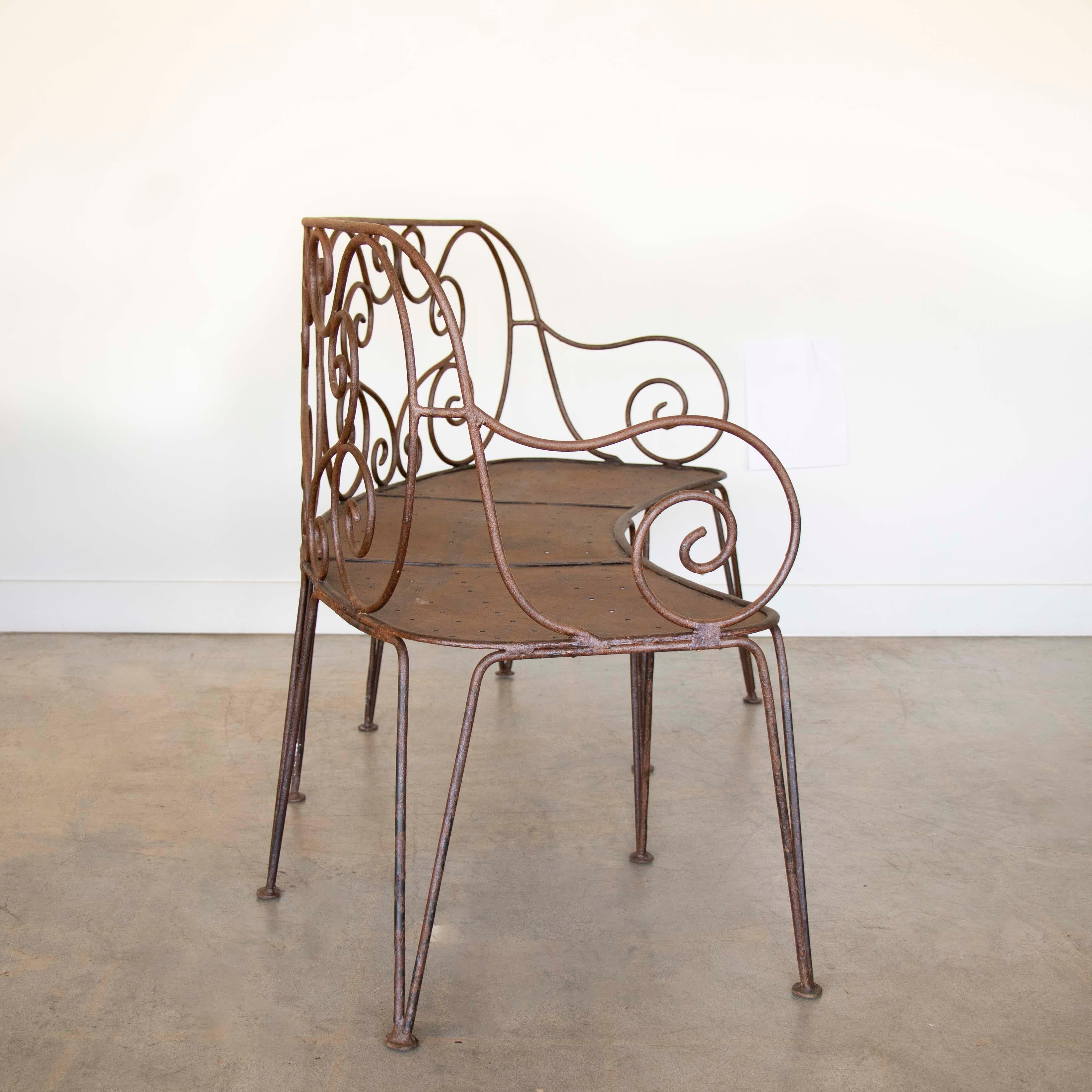 Spanish Antique Curved Iron Bench For Sale at 1stDibs