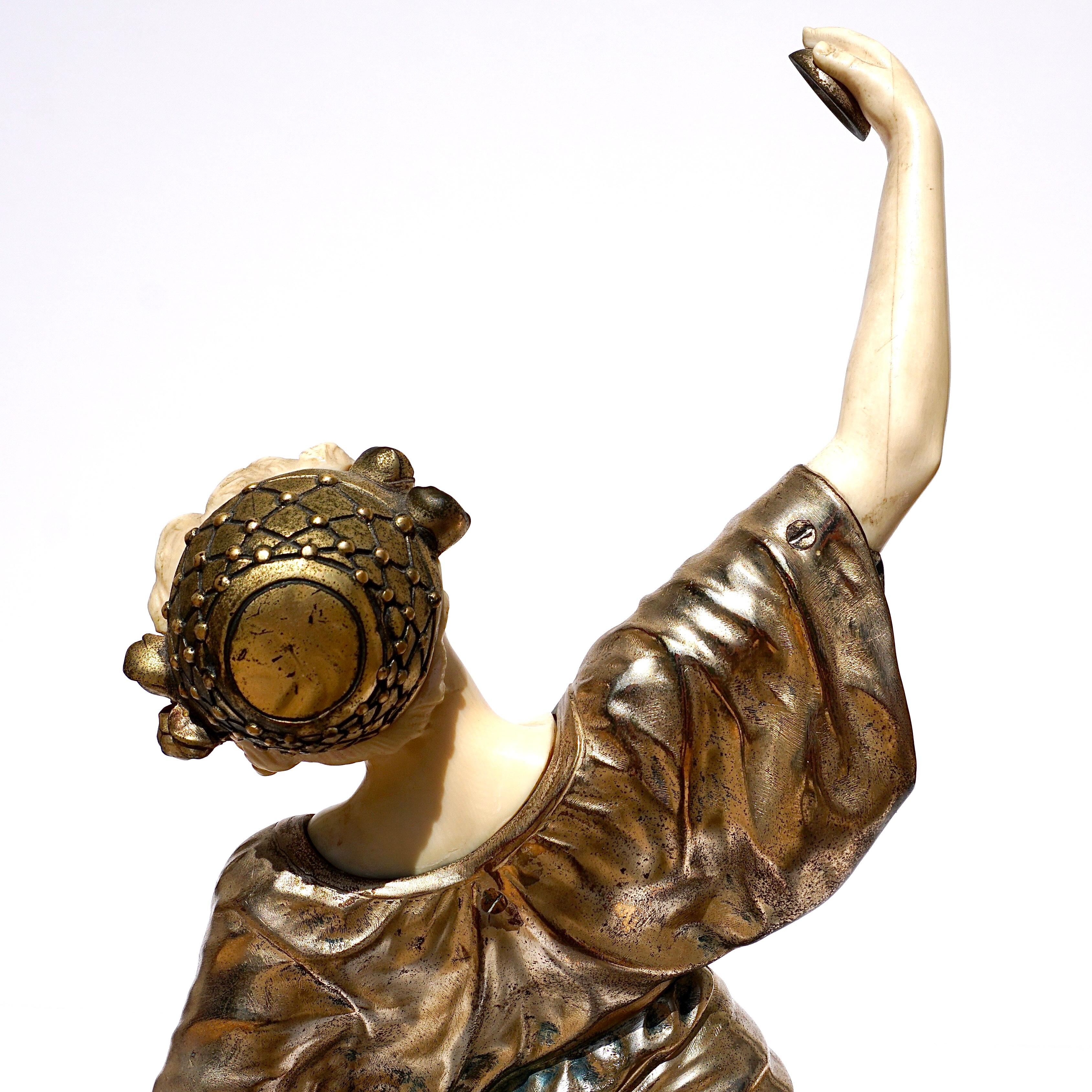 Spanish Art Nouveau Silvered Bronze by Gustavo Obiols For Sale at 1stDibs
