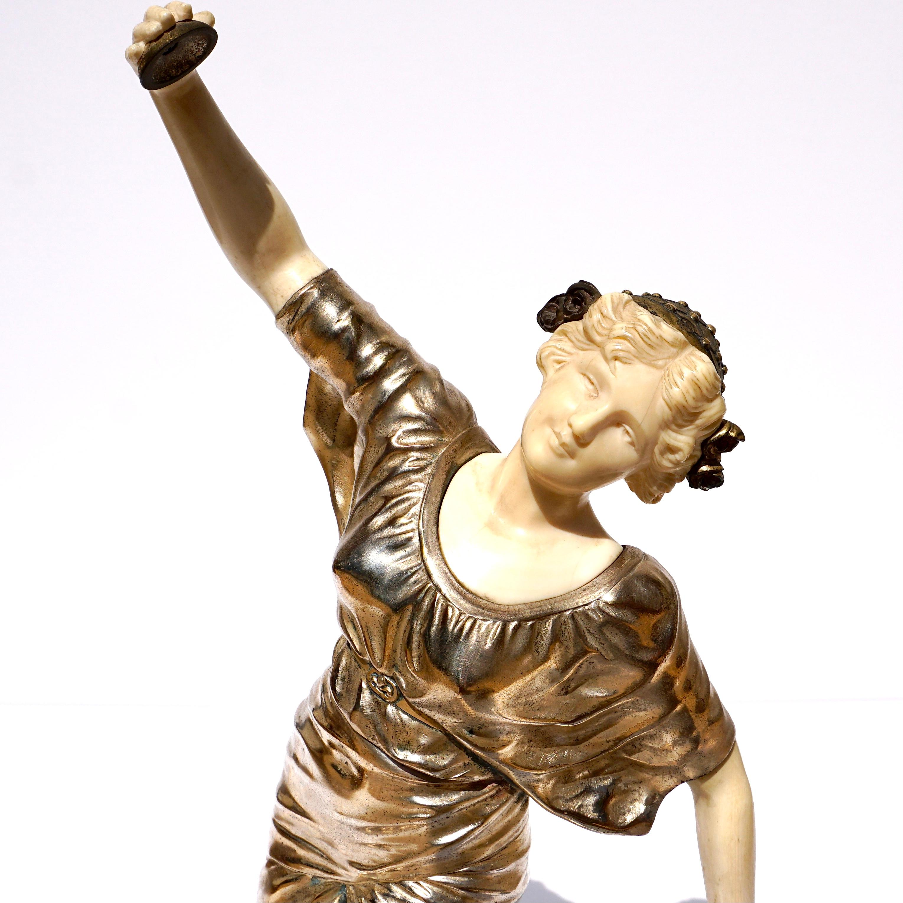 Spanish Art Nouveau Silvered Bronze by Gustavo Obiols For Sale at 1stDibs