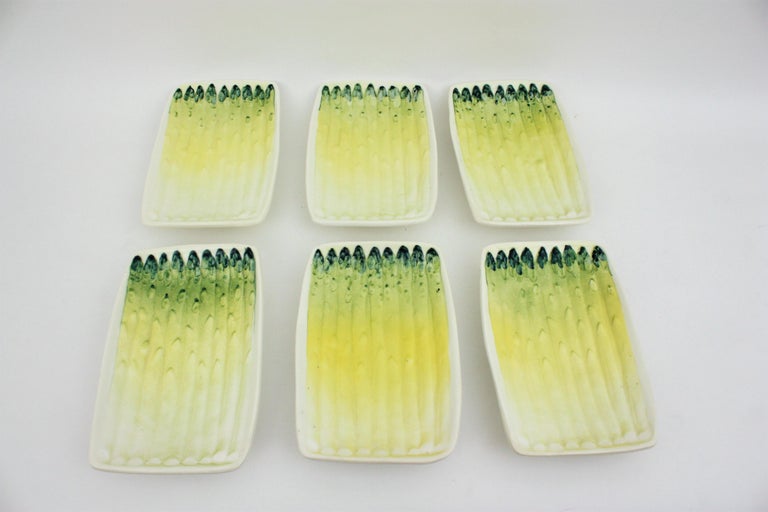 Spanish Asparagus Majolica Ceramic Serving Set, 1960s For Sale at 1stDibs