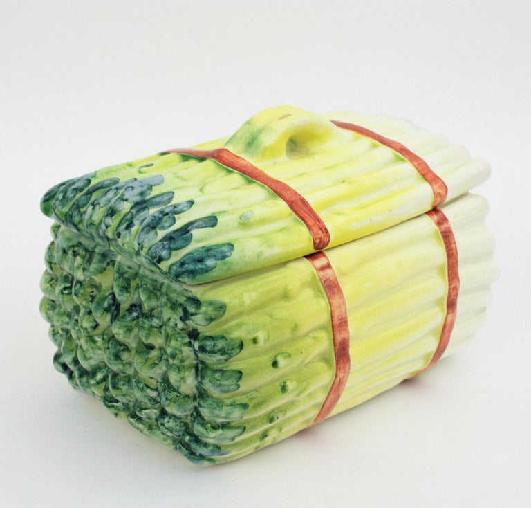 Spanish Asparagus Majolica Ceramic Serving Set, 1960s For Sale at 1stDibs