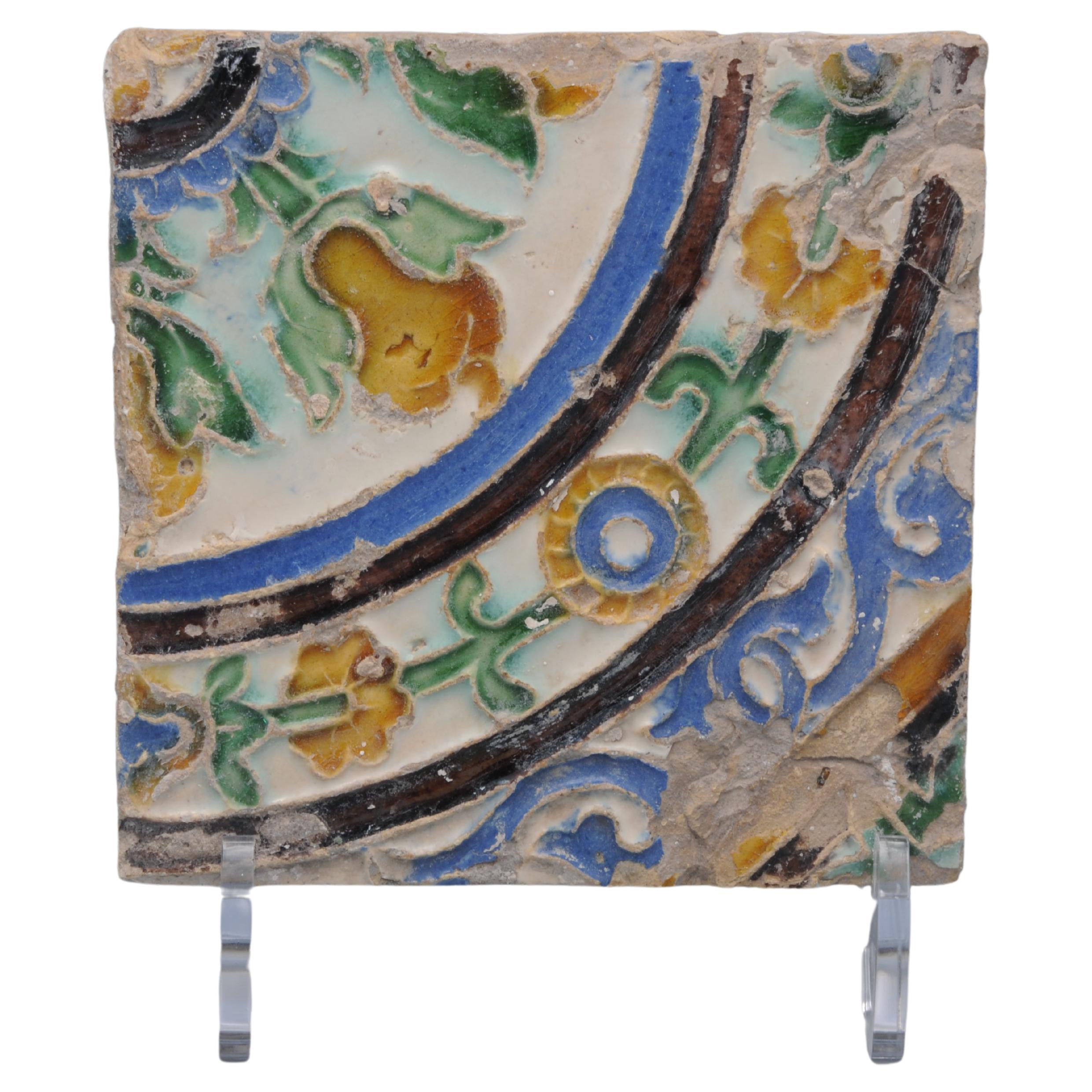 Spanish Azulejo Tile Arista y Cuenca - Toledo 17th century For Sale at ...