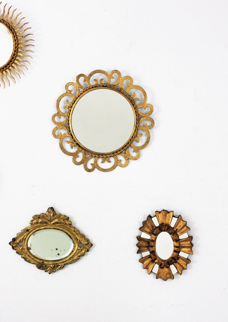 Spanish Baroque Giltwood Mini Sunburst Oval Mirror For Sale at 1stDibs ...