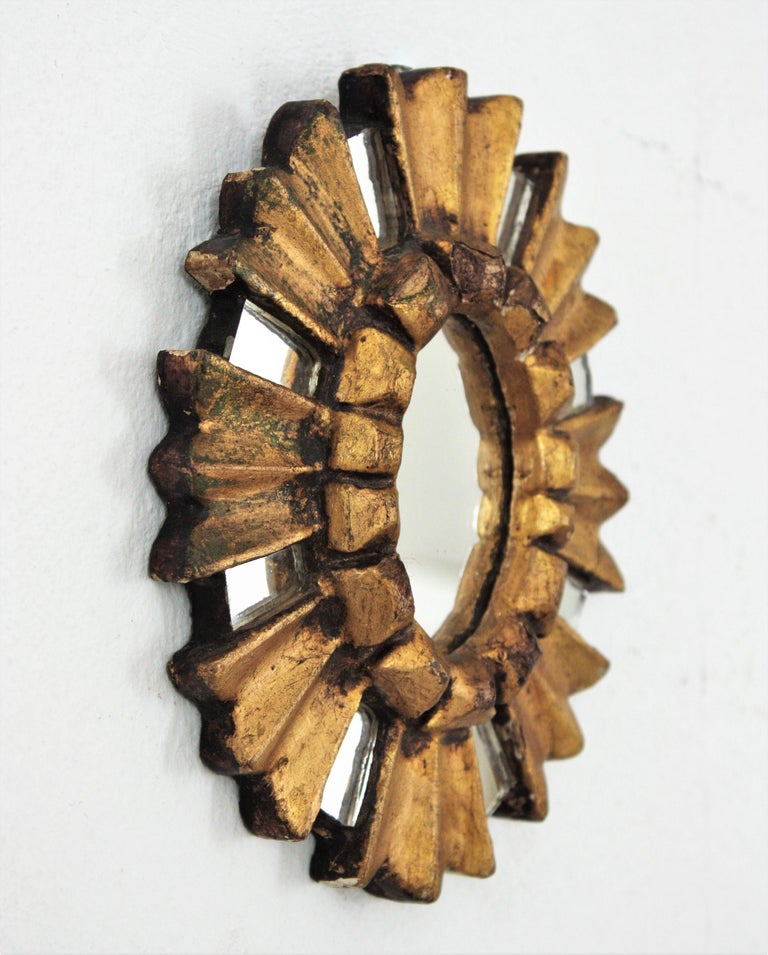 Spanish Baroque Giltwood Mini Sunburst Oval Mirror For Sale at 1stDibs ...