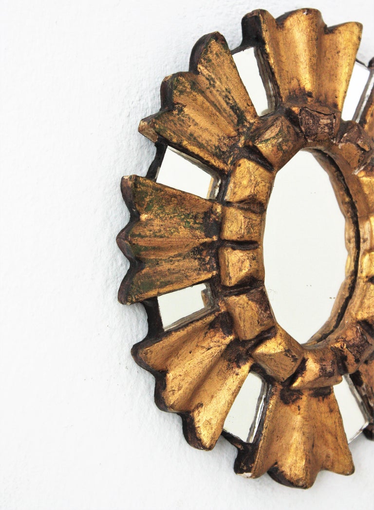 Spanish Baroque Giltwood Mini Sunburst Oval Mirror For Sale at 1stDibs ...