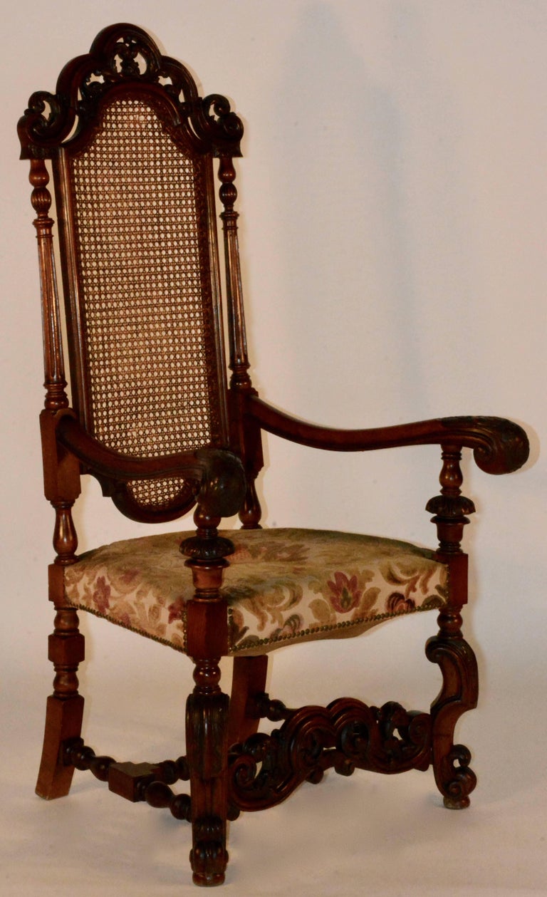 Spanish Baroque High Back Chairs, Pair For Sale at 1stDibs