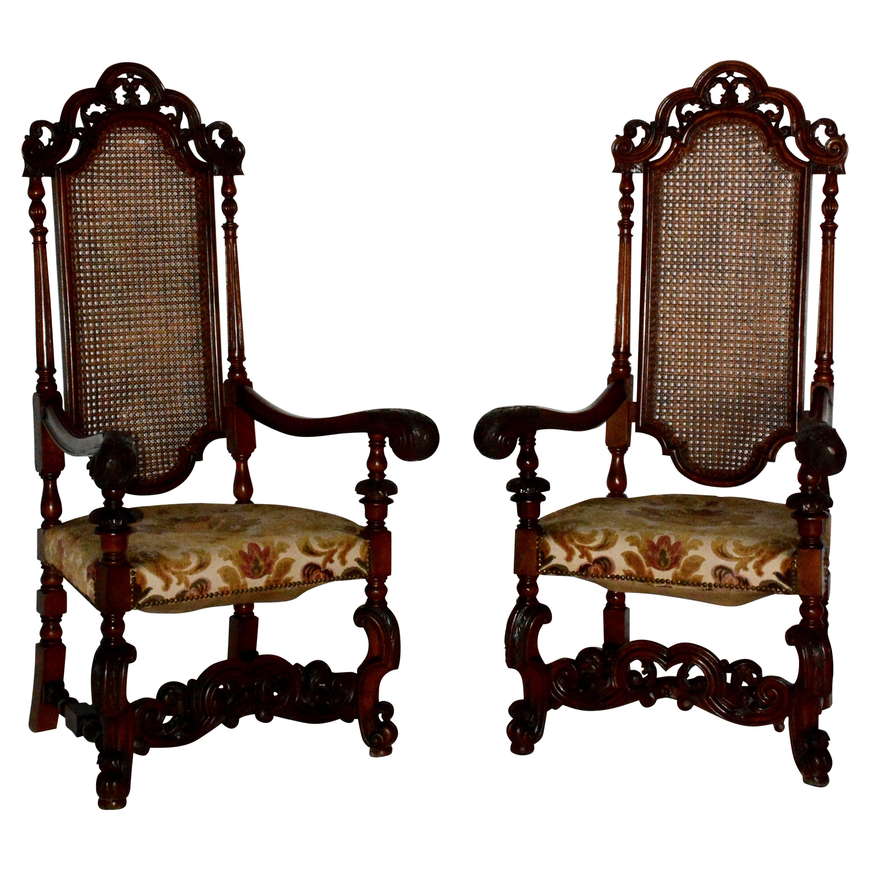 Spanish Baroque High Back Chairs, Pair For Sale at 1stDibs | spanish ...