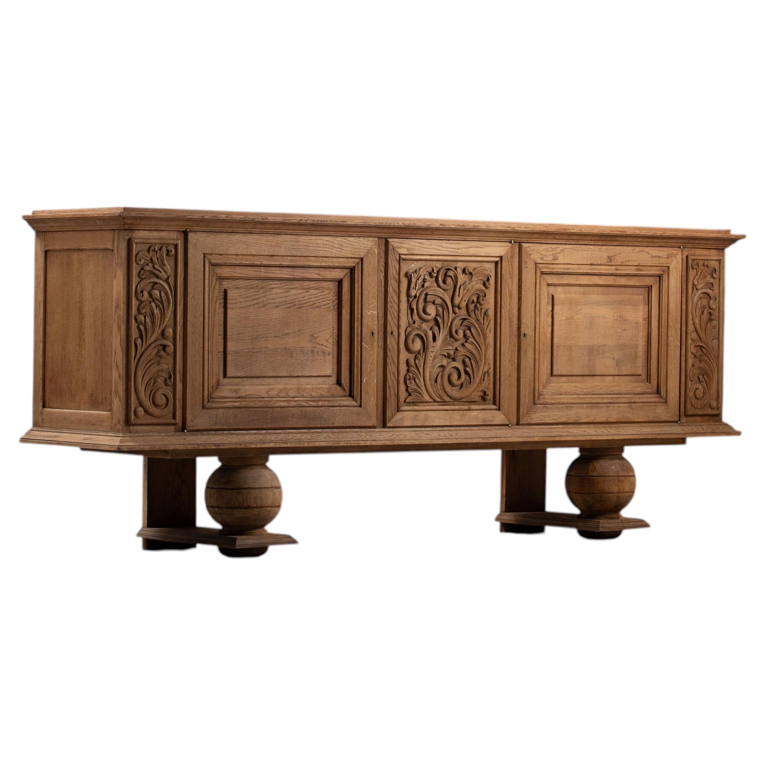 Spanish Baroque Oak Buffet with Carved Acanthus Panels, 1940s For Sale ...