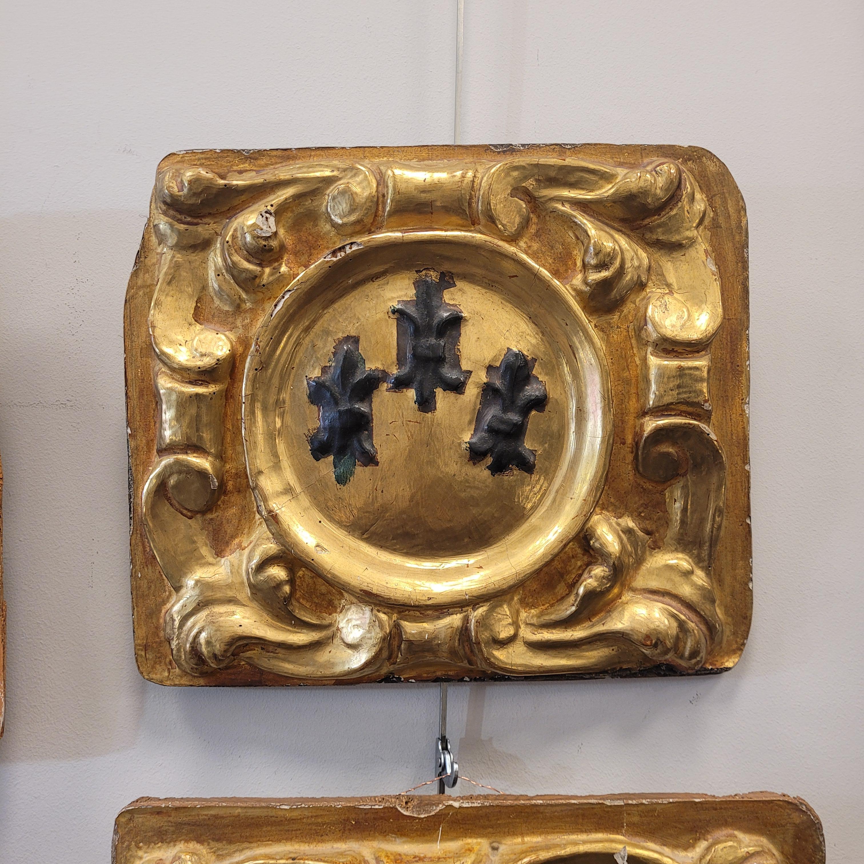 Spanish Baroque School set of 4 carved and gilded pieces of an ...