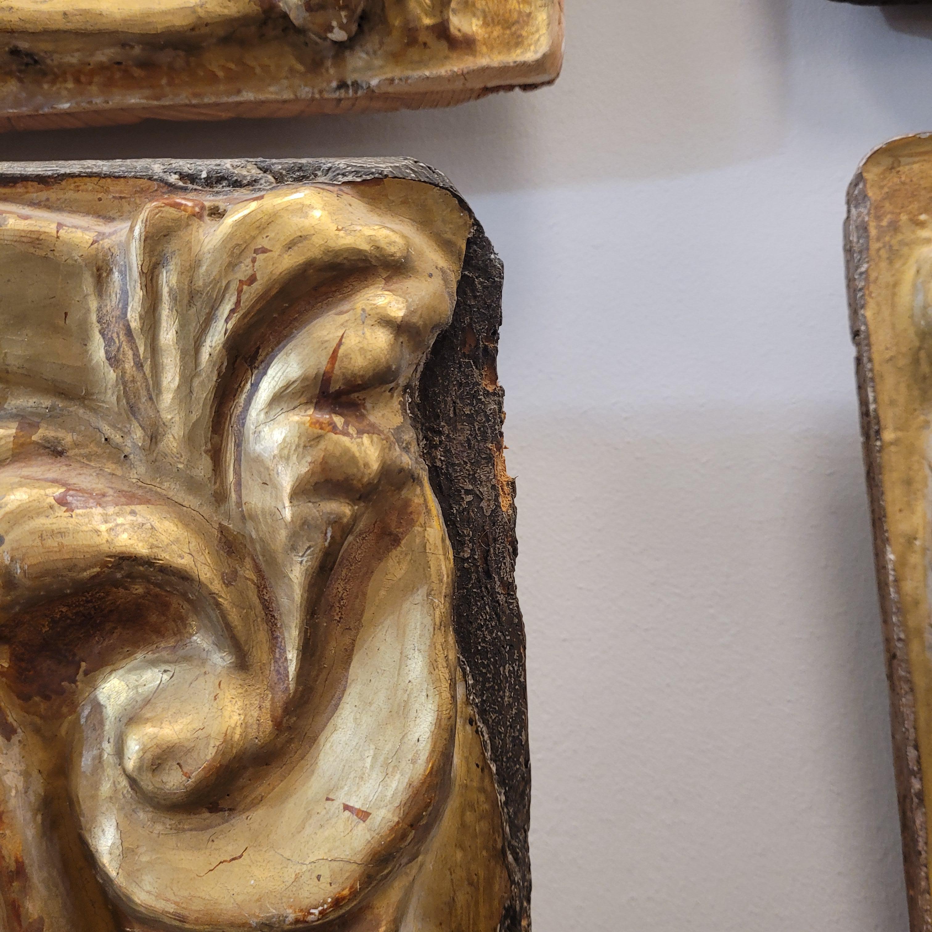 Spanish Baroque School set of 4 carved and gilded pieces of an ...