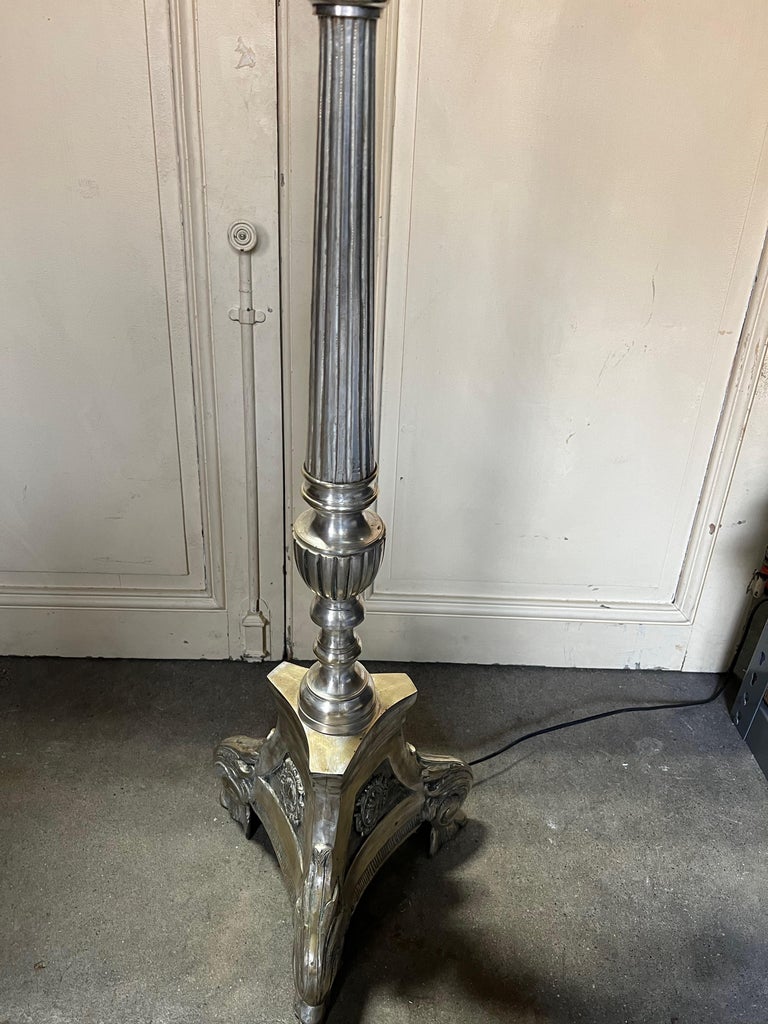 Spanish Baroque Style Silvered Floor Lamp For Sale at 1stDibs