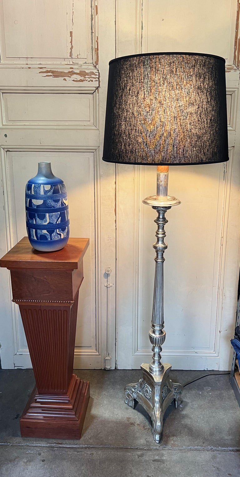 Spanish Baroque Style Silvered Floor Lamp For Sale at 1stDibs
