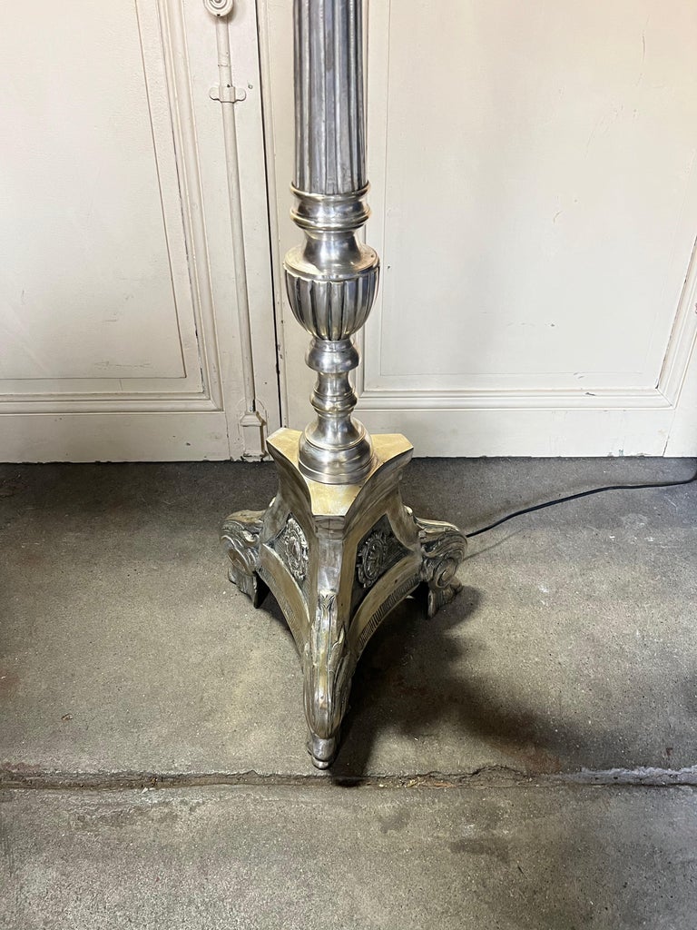 Spanish Baroque Style Silvered Floor Lamp For Sale at 1stDibs