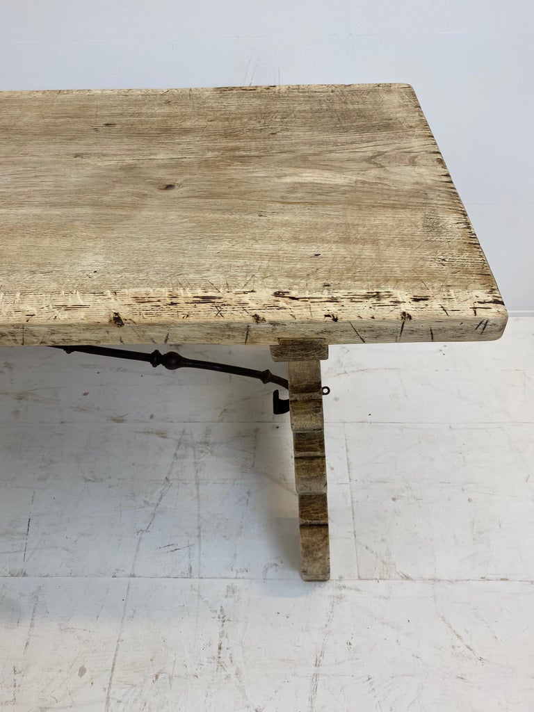 Small Antique table in bleached walnut with iron details, Spain, 1820s ...