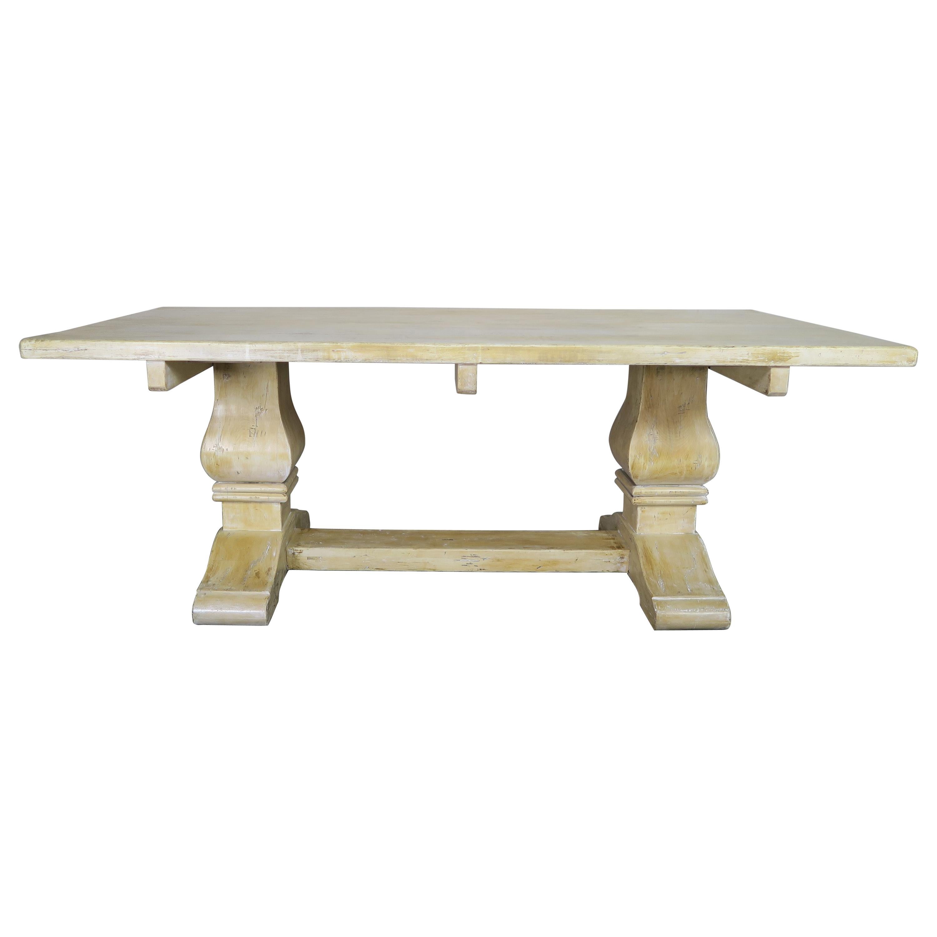 Spanish Bleached Wood Trestle Dining Table, circa 1940s at 1stDibs ...