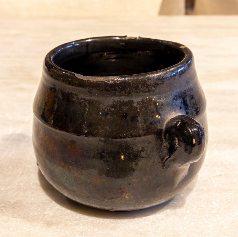 Spanish Brown Glazed Earthenware Casserole For Sale at 1stDibs