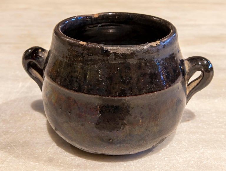 Spanish Brown Glazed Earthenware Casserole For Sale at 1stDibs