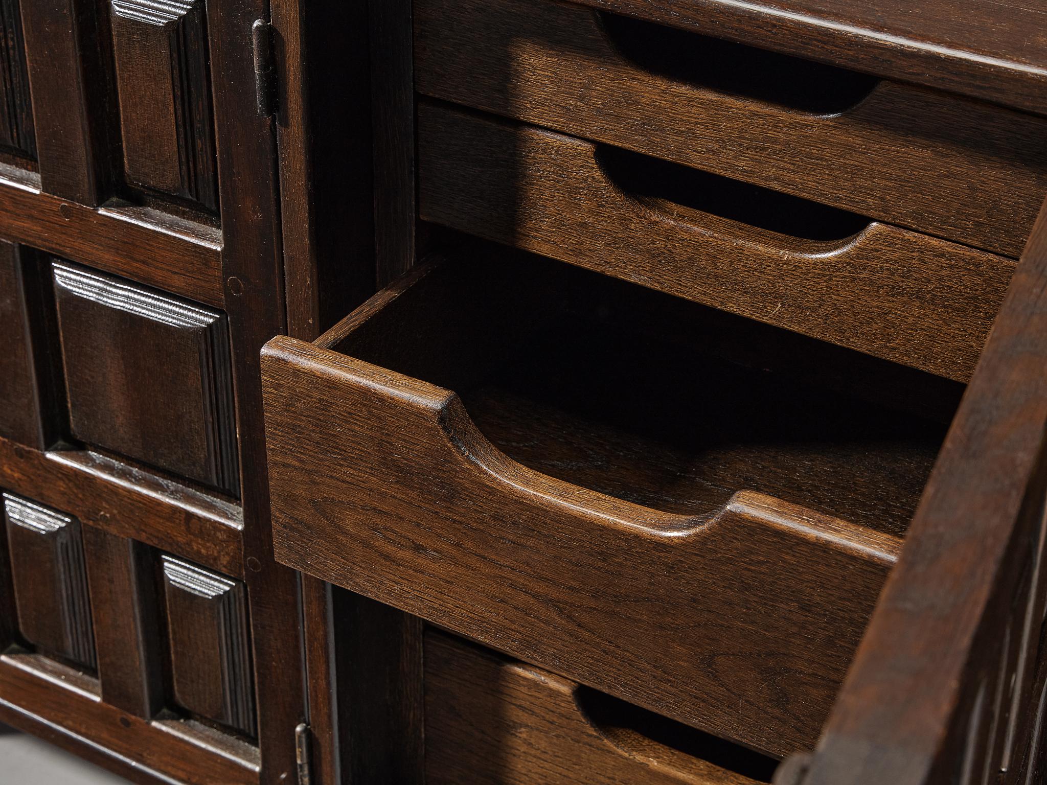 Spanish Brutalist Sideboard in Stained Oak For Sale at 1stDibs ...