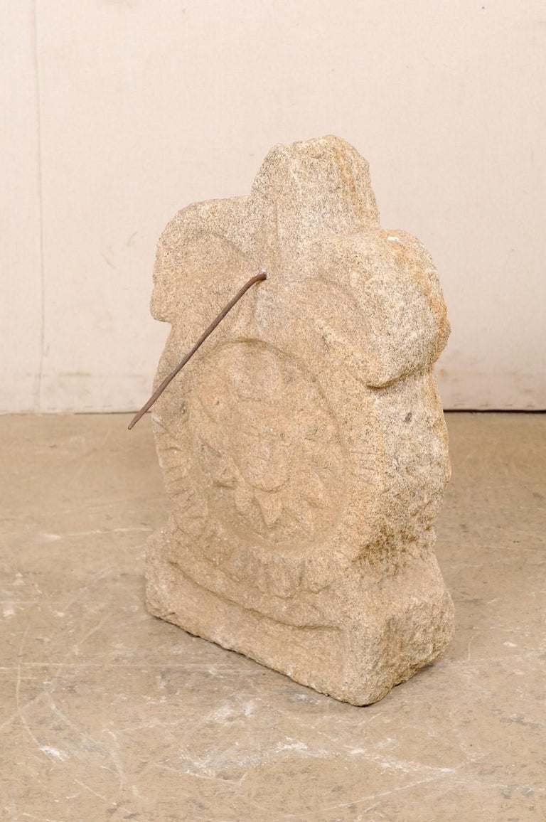 Spanish Carved-Stone Fleur De Lys Garden Sundial For Sale at 1stDibs