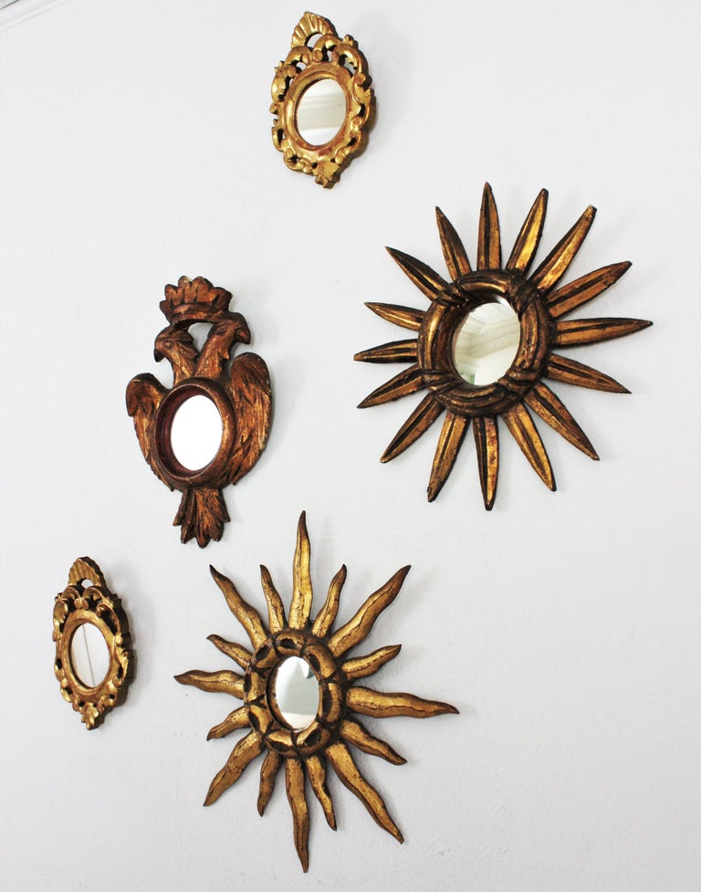Spanish Carved Wood Double Headed Eagle Mini Sized Mirror For Sale at ...